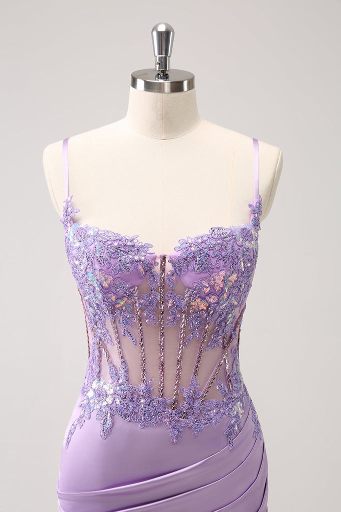 Zapaka Women Sparkly Purple Corset Tight Short Homecoming Dress ...