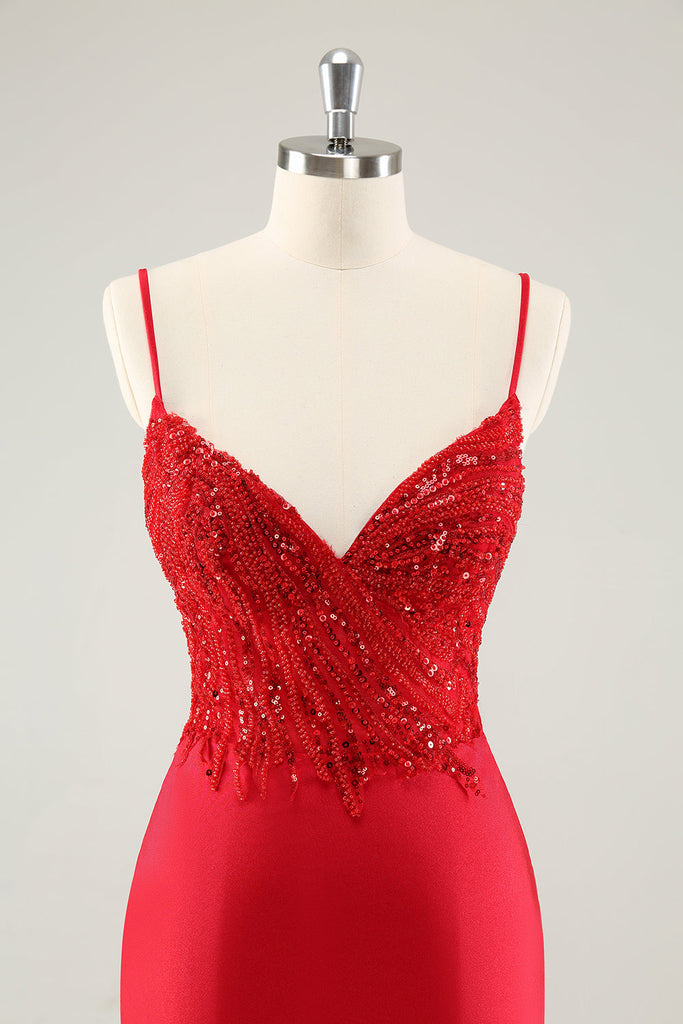 Zapakasa Women Red Bodycon Homecoming Dress with Sequins Sparkly ...