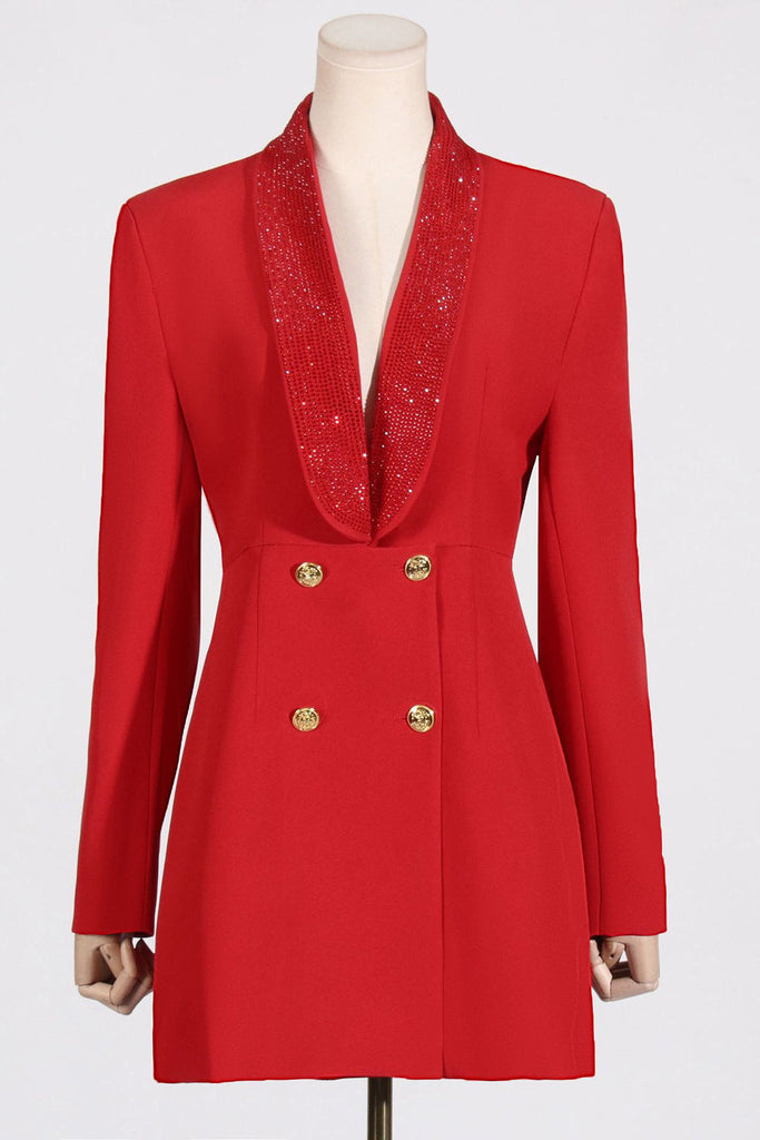 ZAPAKASA Sparkly Black Beading Women's Blazer Shawl Lapel Double ...