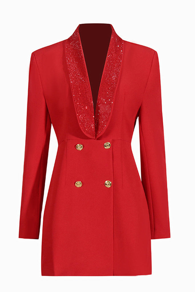 ZAPAKASA Sparkly Black Beading Women's Blazer Shawl Lapel Double ...