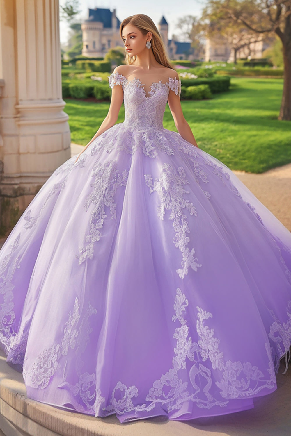 ZAPAKASA Women Princess Lilac Quinceanera Dress Ball Gown Off the ...