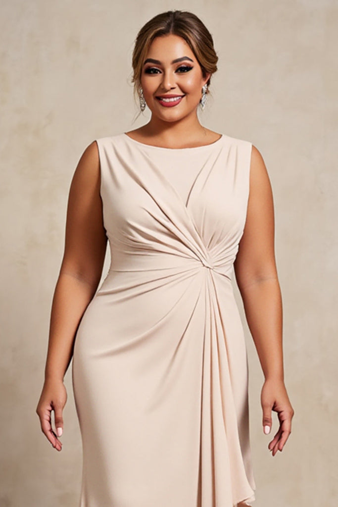 Zapakasa Women Apricot Sheath Plus Size Chiffon Keyhole Mother of the ...