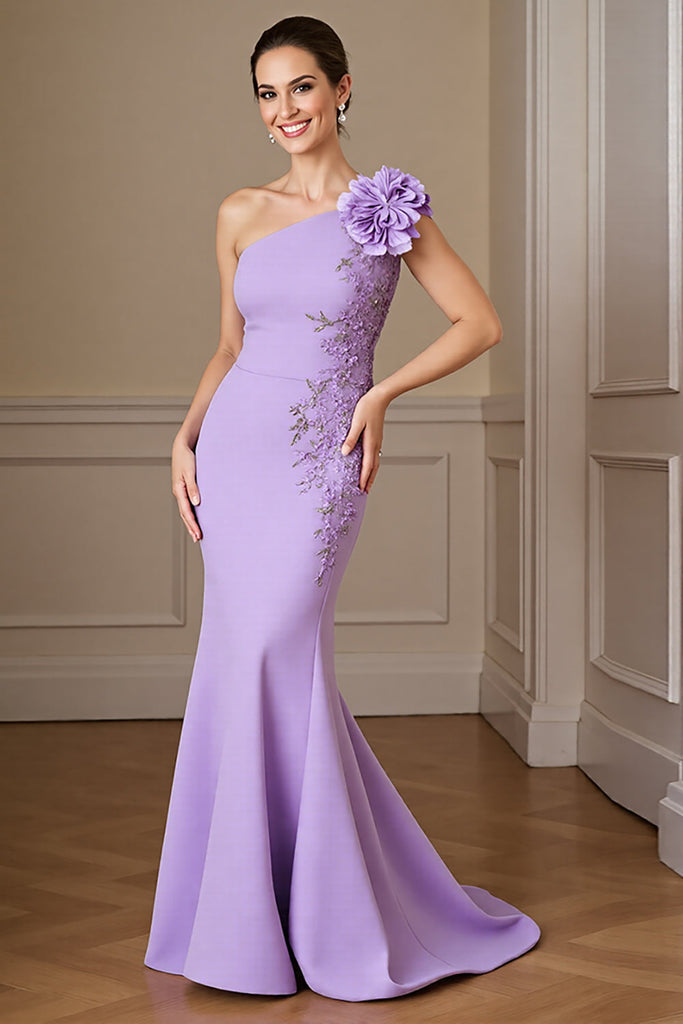 Zapakasa Women Lilac Satin Long Floral Mother of the Bride Dress with ...