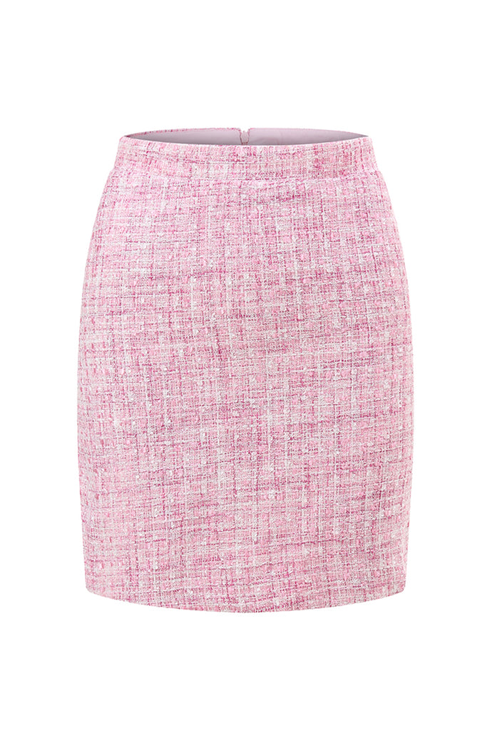 Zapakasa Women Pink Tweed 2 Piece Homecoming Outfits Single Breasted ...