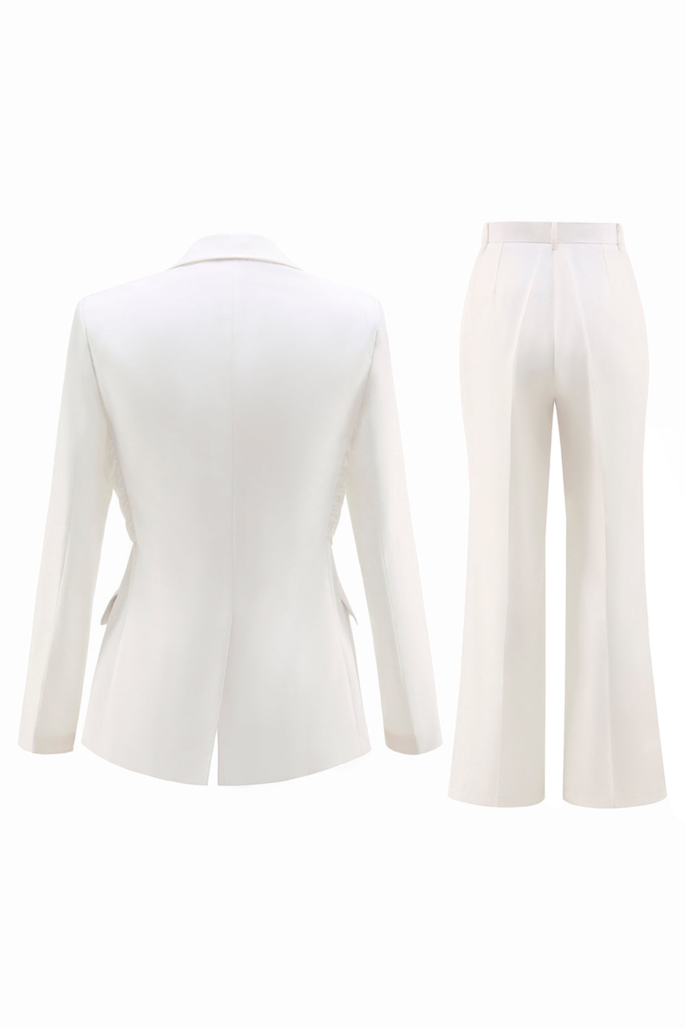 Zapakasa Women White 2 Piece Business Suits with Sash Satin Notched ...