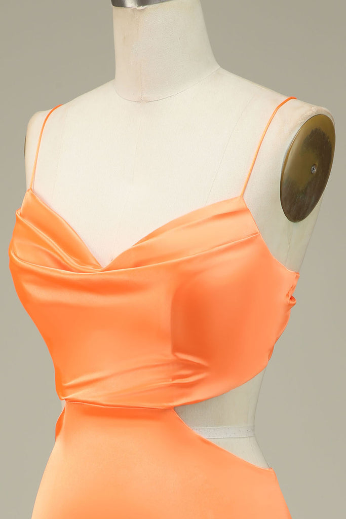 Zapakasa Bodycon Orange Spaghetti Straps Homecoming Dress