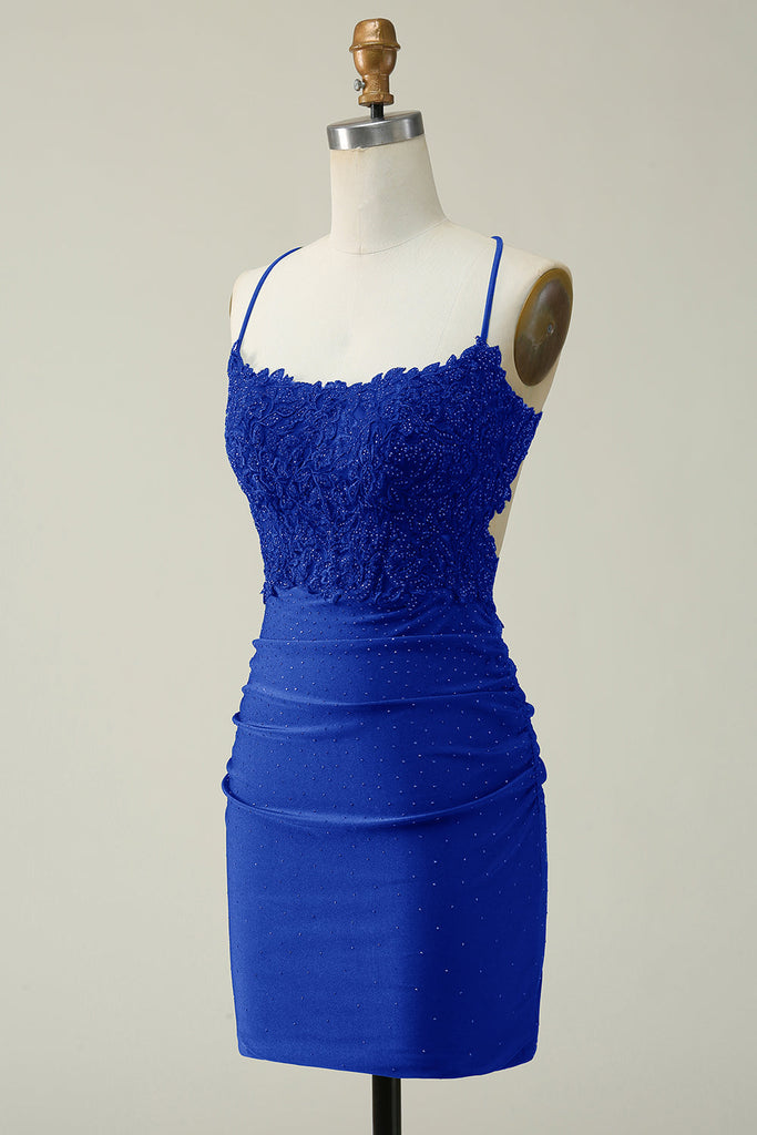 Zapakasa Women Sheath Spaghetti Straps Royal Blue Short Homecoming ...