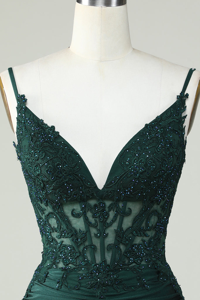 Zapakasa Women Dark Green Corset Short Party Dress with Beading ...
