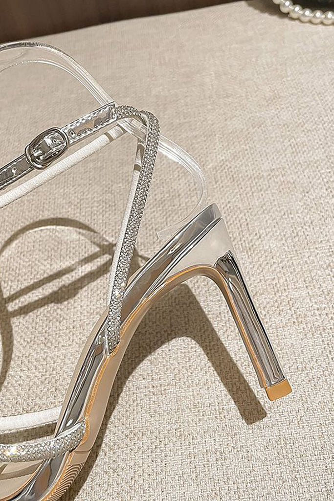 Zapakasa Women Rhinestone Open Toe Pump Heel Sandal