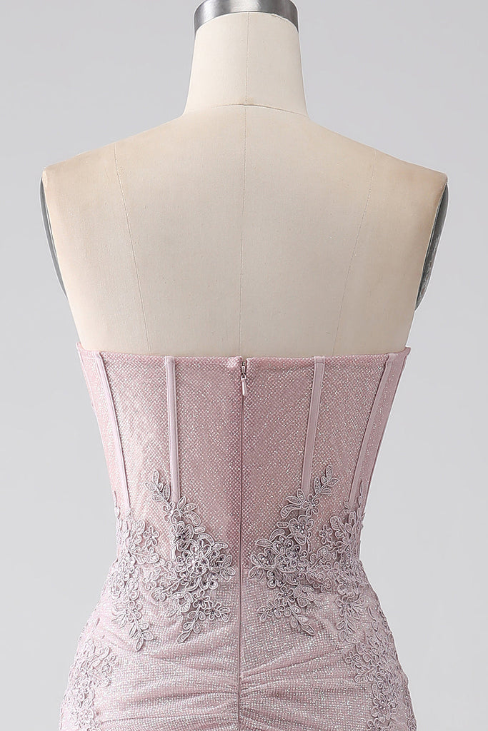 Zapakasa Women Sparkly Corset Prom Dress with Appliques Strapless ...