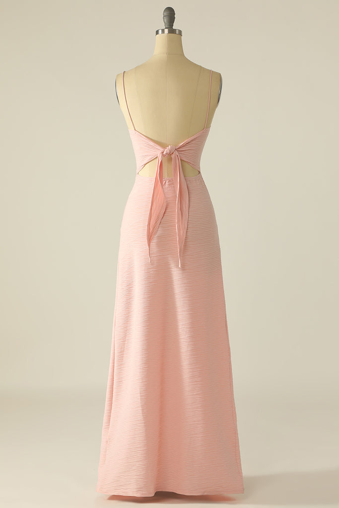 ZAPAKASA Women Long Homecoming Dress Pink Spaghetti Straps Cut Out ...