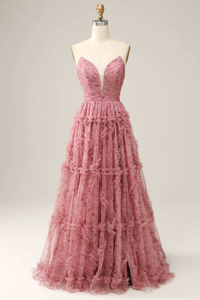 Zapakasa Women Prom Dress Dusty Rose Sweetheart A Line Evening Dress